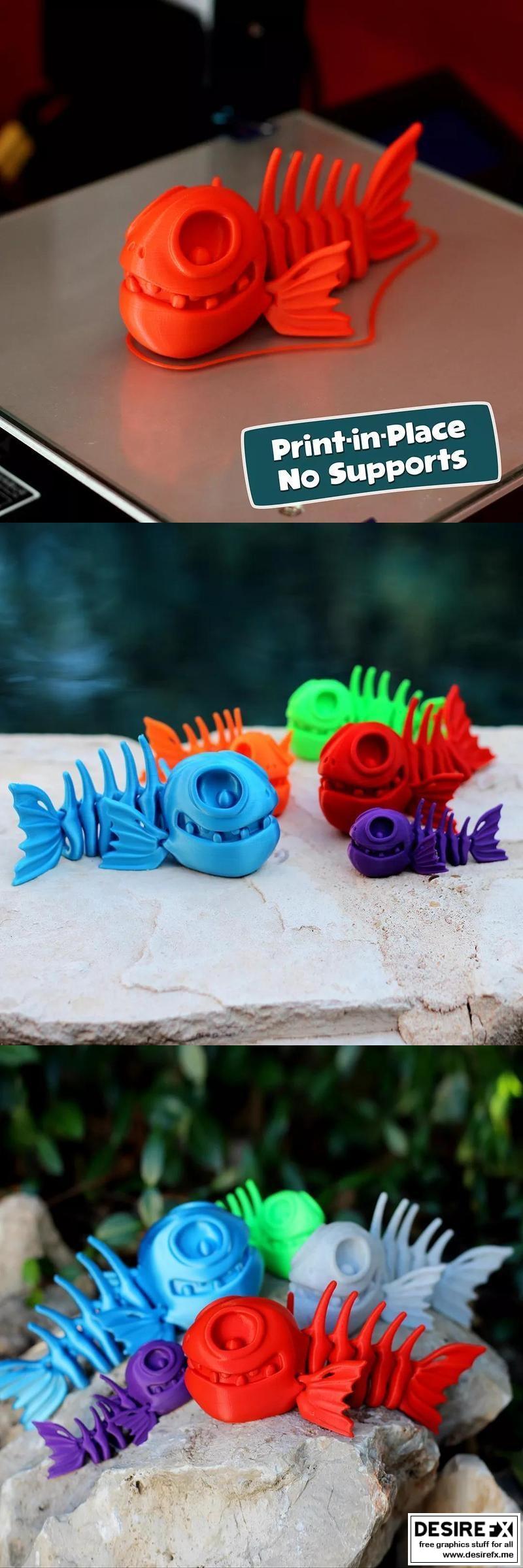 Desire FX 3d models | Flexi Print-in-Place Fish – 3D Print Model