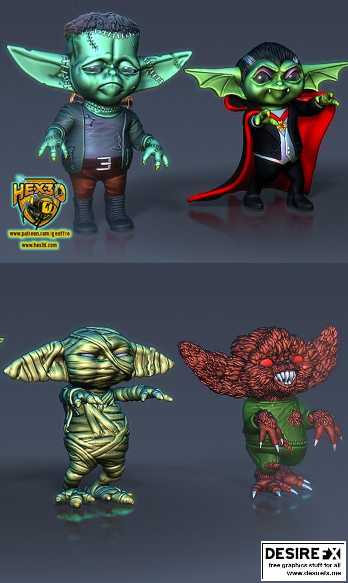 Desire FX 3d models | Grogu Classic Horror Halloween Pack – Hex3D ...