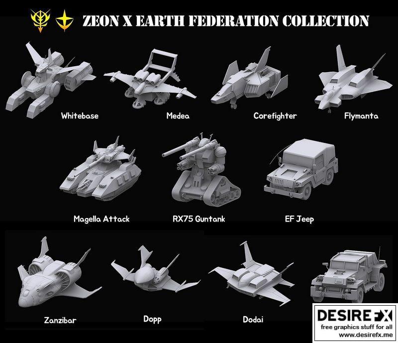 Desire FX 3d models | Gundam Zeon X Earth Federation Space military ...
