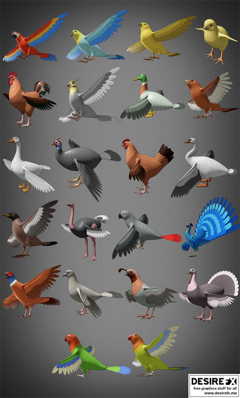 Desire FX 3d models | 100 Animals Base Meshes For Blender