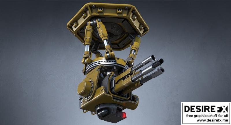 Desire FX 3d models | Sci-Fi Security Turret PBR