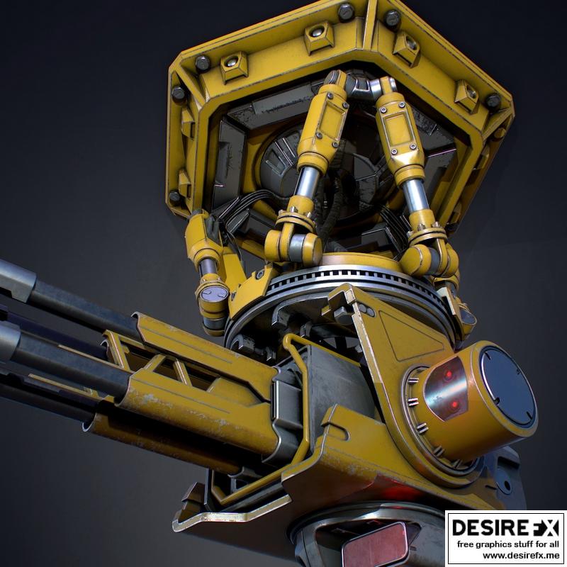 Desire FX 3d models | Sci-Fi Security Turret PBR